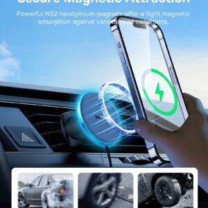 for Magsafe Car Mount Charger, [All in One] Baseus 15W Fast Charging Phone Mount for Car Vent, Magnetic Wireless Car Charger with 40W USB A Car Charger and Cable for iPhone 15 14 13 12 Pro Max Plus