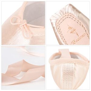 Ballet Pointe Shoes for Girls Women Professional Dance Shoes with Ribbon Toe Pads Pink