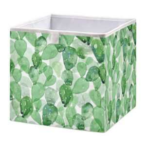 kigai tropical cactus rectangular storage bins - 15.8 x 10.6 x 7 in large foldable rectangular organizer storage basket for home office, nursery, shelf, closet