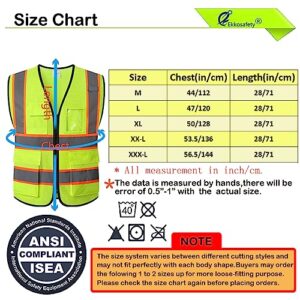 Ekkosafety Reflective Mesh Safety Vest for Men Women with 5 Pockets and Zipper Front High Visibility Mesh Vest Hi Vis Construction Work Vest,Meets ANSI/ISEA Standards(EK175-Yellow-L)