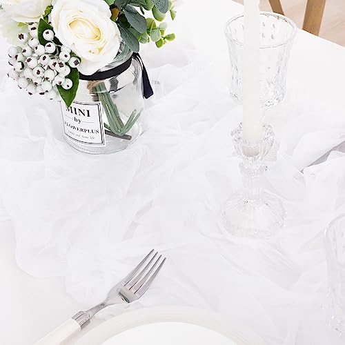 9amVilla Nude Cheesecloth Table Runner Boho Gauze Table Runner Bulk 10ft 35" x 120" Sheer Cheese Cloth Table Runner for Wedding Thankdgiving Christmas Bridal Baby Shower Decor