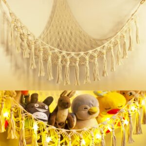 TCGPRO Stuffed Animal Storage - Stuffed Animal Hammock Corner - Cute Stuff Animals Holder Plushie Net Hanging Organizers, Baby Room Bedroom Nursery Decor Kids Girls Toddler Boho