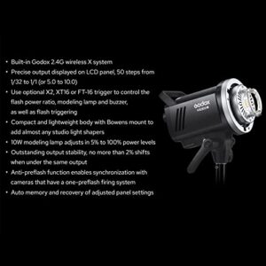 Godox MS300V MS300-V Compact Studio Strobe Flash Light - 300W,GN58 0.1-1.8S Recycle Time,2.4G X System,Bowens Mount LED Modeling Lamp for Photographic Studio Portrait Shooting(MS300 Upgraded Version)