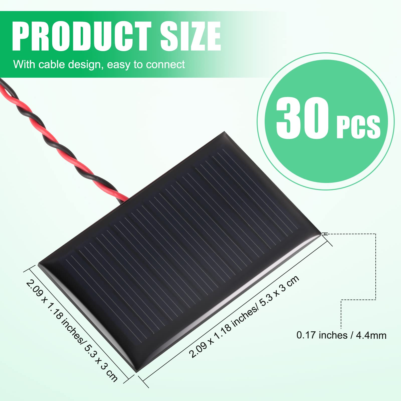 Retisee 30 Pcs 5V 30mA Mini Solar Cells Mini Solar Panels Mini Polysilicon Solar Cells DIY Electric Toy Materials Photovoltaic Cells with Wires Solar DIY System Kits