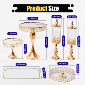 GNJINX 10PCS Gold Crystal Cake Stand - Elegant Display Tower for Cupcakes, Pastries & Candies - Perfect for Weddings, Birthdays, Baby Showers, Anniversaries & Christmas