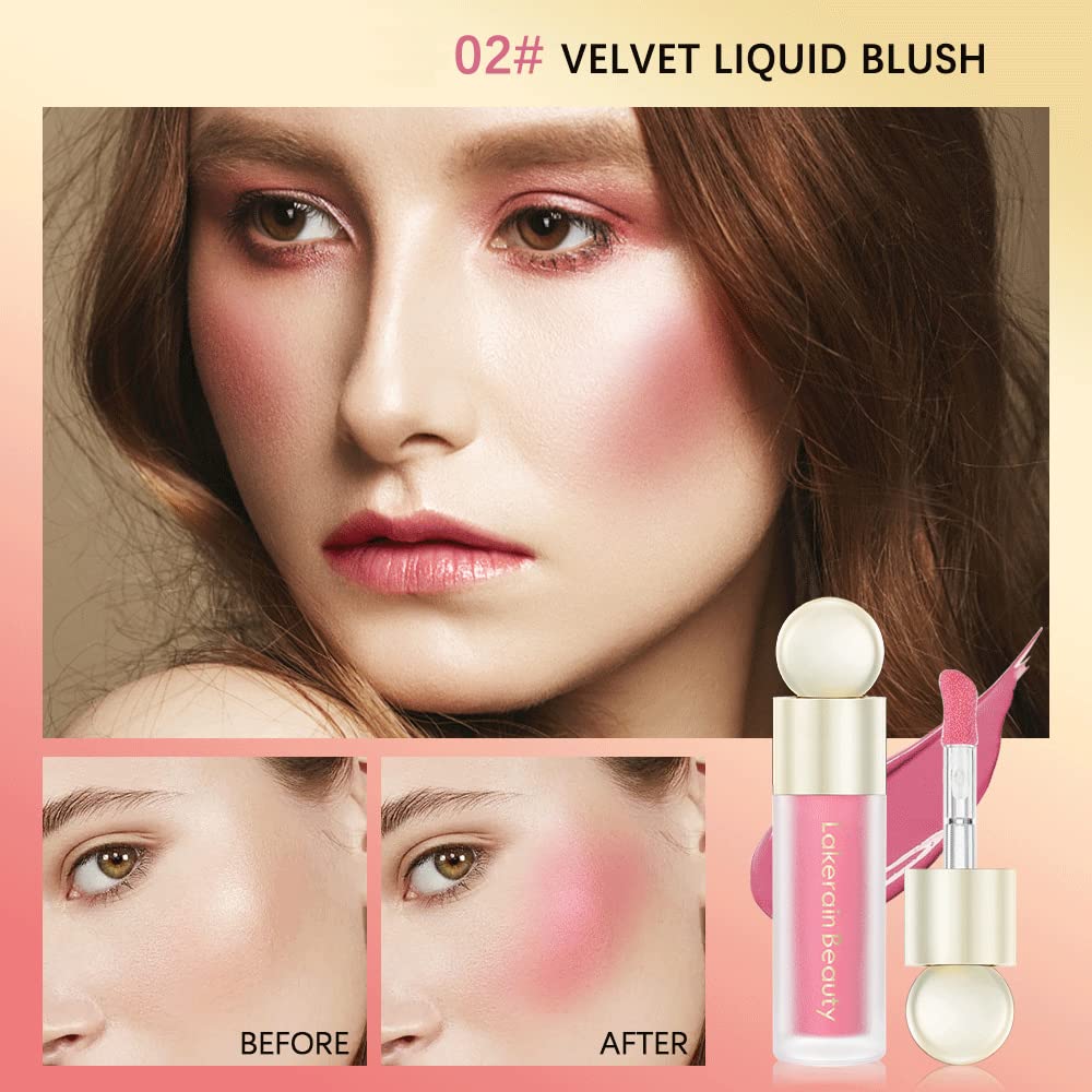 Velvet Liquid Blush, Liquid Blush for Cheeks, Cream Blush for Cheeks, Blush Liquid Makeup, Soft Pinch Liquid Blush, Natural Long Lasting Face Cream Blush Makeup, Skin Tint Blush Makeup