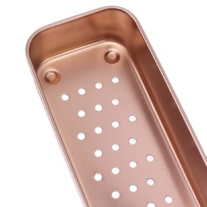 Kitchen Chopsticks Storage Box Cutlery Tray Smart Drain Food Grade with Lid for Business (Rose Gold)