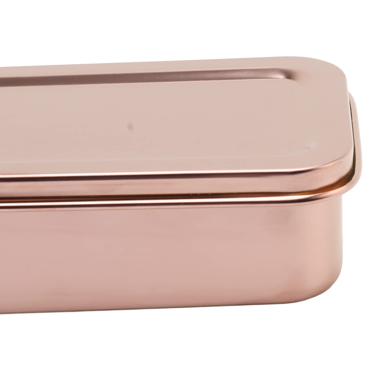 Kitchen Chopsticks Storage Box Cutlery Tray Smart Drain Food Grade with Lid for Business (Rose Gold)