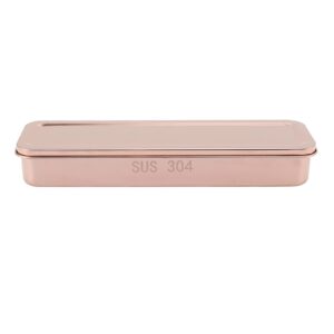 Kitchen Chopsticks Storage Box Cutlery Tray Smart Drain Food Grade with Lid for Business (Rose Gold)