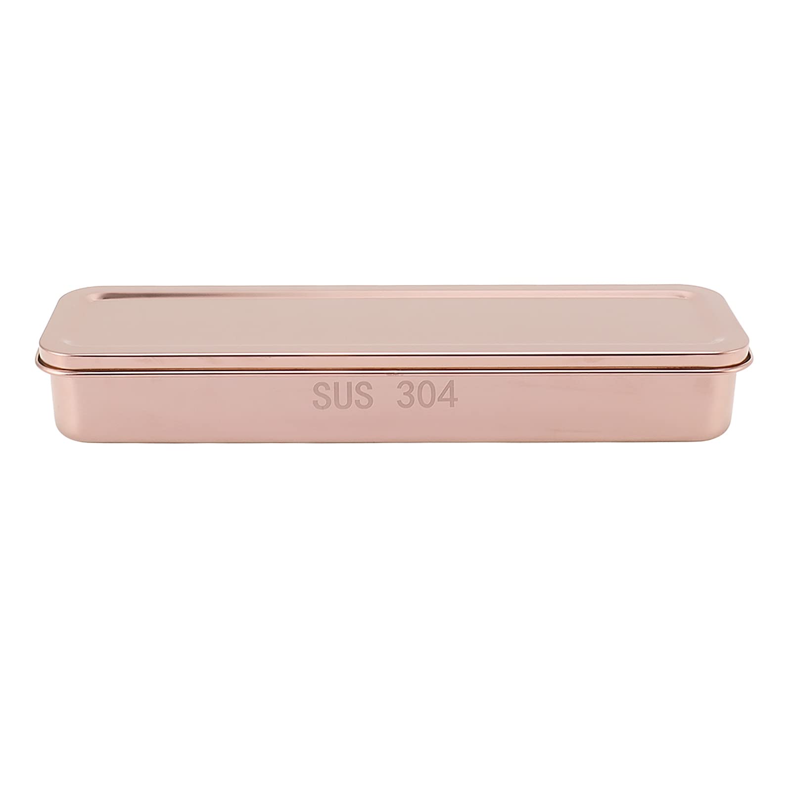 Kitchen Chopsticks Storage Box Cutlery Tray Smart Drain Food Grade with Lid for Business (Rose Gold)