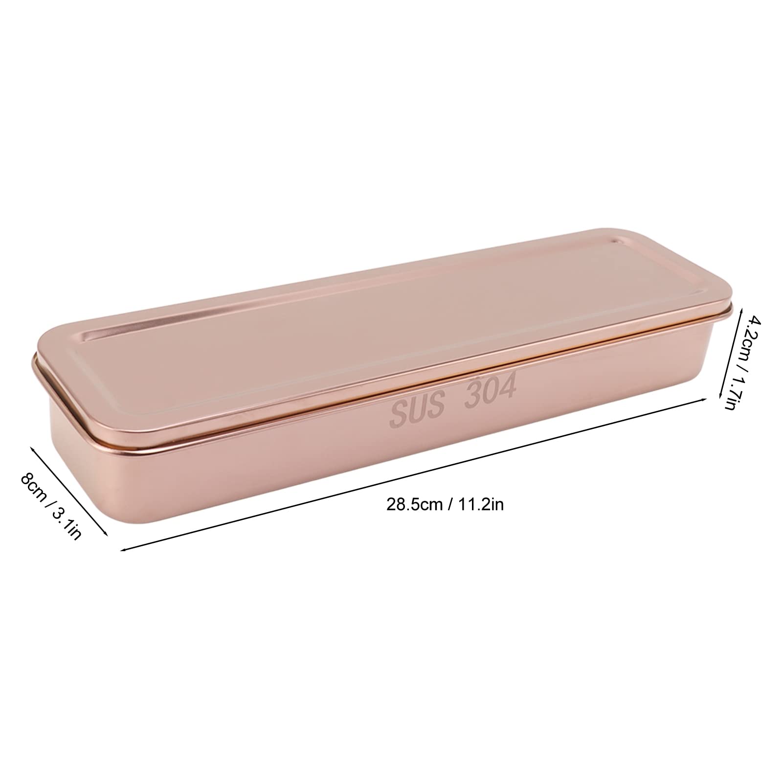 Kitchen Chopsticks Storage Box Cutlery Tray Smart Drain Food Grade with Lid for Business (Rose Gold)