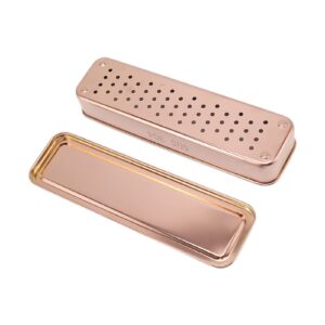 Kitchen Chopsticks Storage Box Cutlery Tray Smart Drain Food Grade with Lid for Business (Rose Gold)