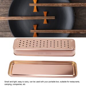 Kitchen Chopsticks Storage Box Cutlery Tray Smart Drain Food Grade with Lid for Business (Rose Gold)