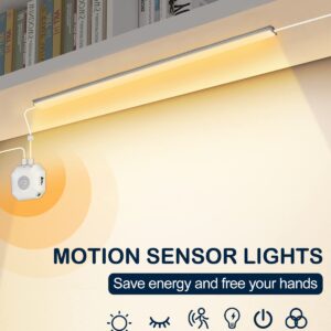 MATICOD Under Cabinet Lights, 3 Colors Motion Sensor Light Indoor Under Cabinet Lighting with Warm White Cold White Daylight, Under Counter Lights for Kitchen LED Closet Lights