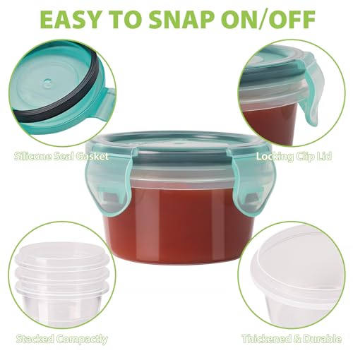 Freshmage® Salad Dressing Container To Go, [6 Pack] 2.7oz Small Condiment Containers with Leakproof Lids for On-the-Go Meals, Reusable Sauce Containers BPA-Free