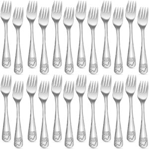 erinnmy 24 piece toddler forks,stainless steel kids forks,kids silverware,kids utensil set,6.5 inch kids dinner forks toddler utensils,metal forks baby forks for self feeding,dishwasher safe