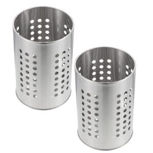 doitool 2pcs stainless steel kitchen utensil holders for countertop spoon holder silverware , chopsticks holder spoon and fork holder for restaurant (12 x 12 x 18cm)