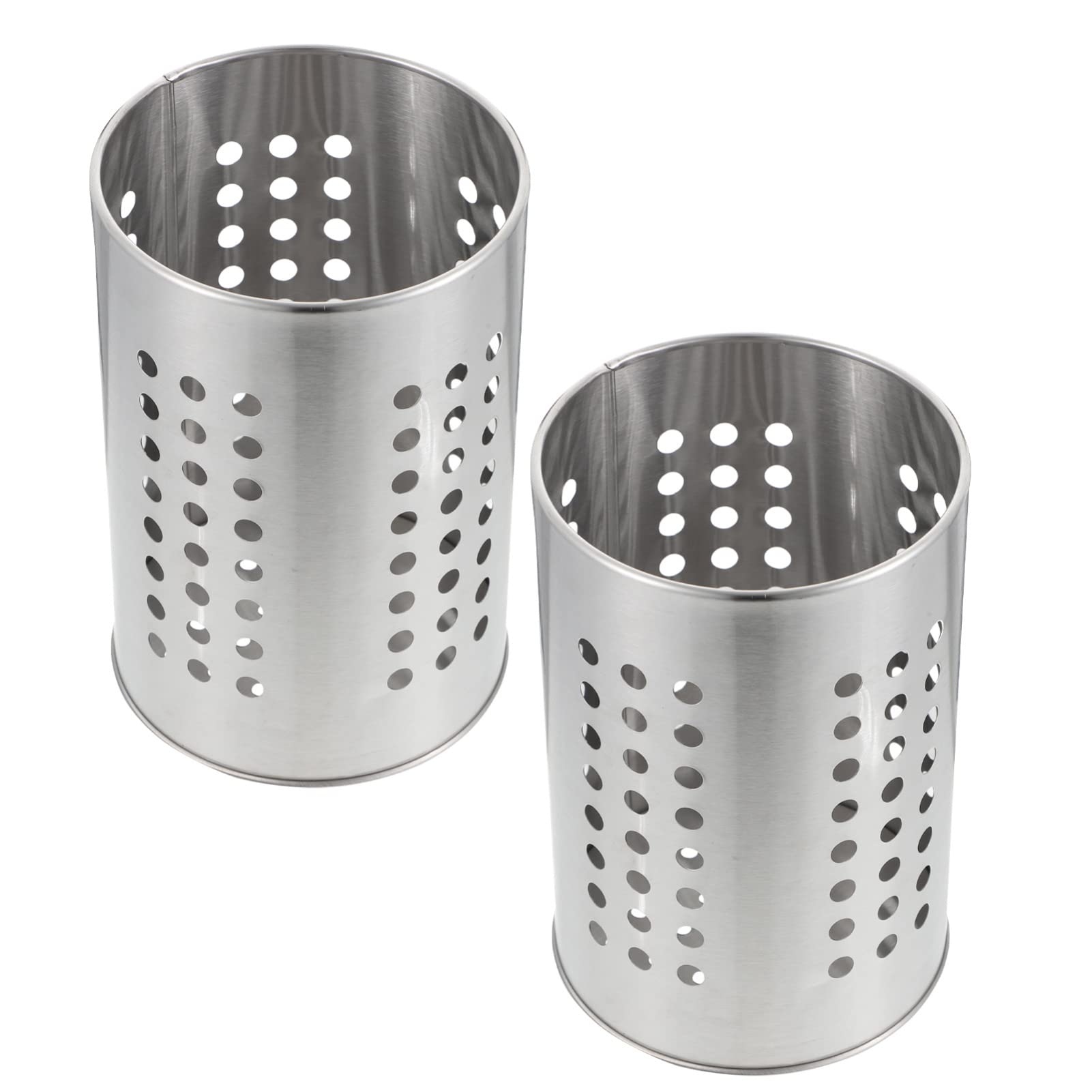 DOITOOL 2PCS Stainless Steel Kitchen Utensil Holders for Countertop Spoon Holder Silverware , Chopsticks Holder Spoon and Fork Holder for Restaurant (12 X 12 X 18CM)