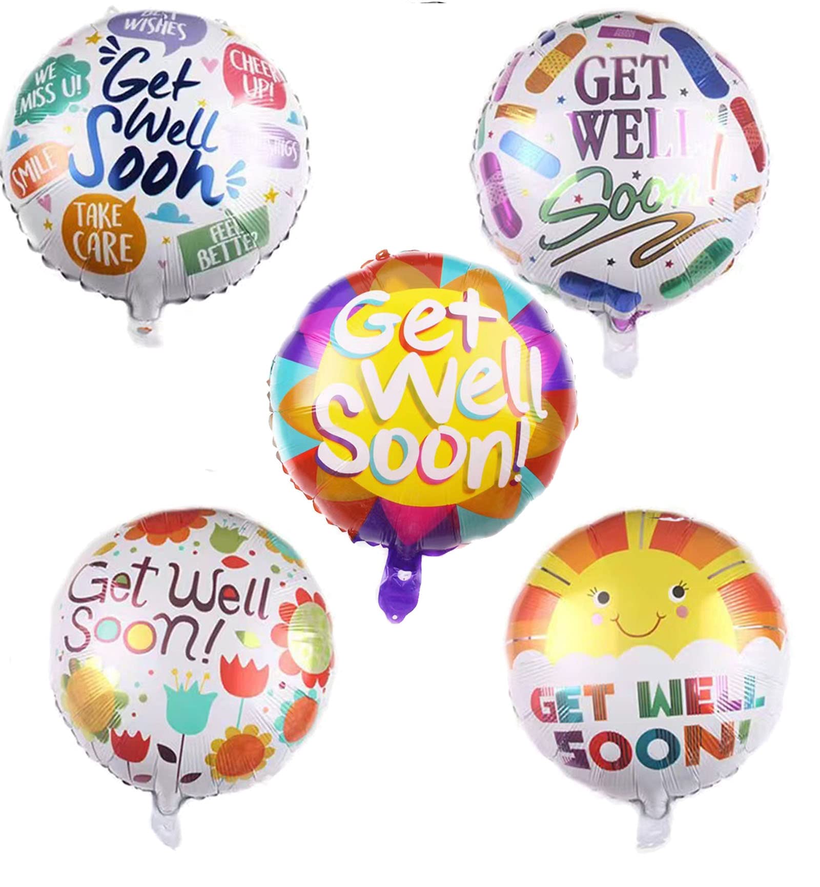 10 Pieces Get Well Soon Balloons Sun Foil Balloons to Express Your Sympathy and Bring a Smile to the Face of a Sick Friend