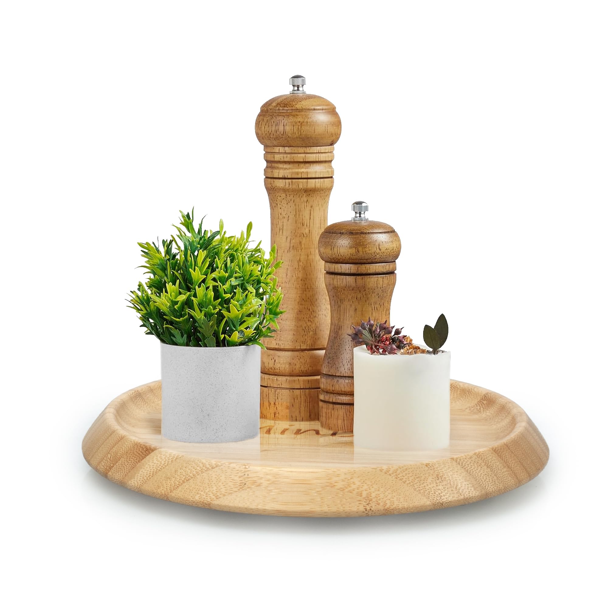 MinBoo 9" Bamboo Lazy Susan Organizer Kitchen Turntable for Cabinet Pantry Table Organization