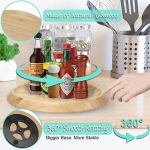 MinBoo 9" Bamboo Lazy Susan Organizer Kitchen Turntable for Cabinet Pantry Table Organization