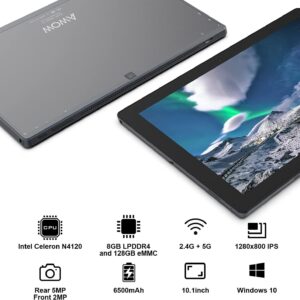 Windows 11 Tablet 10.1 inch Touchscreen, 6GB Memory 128GB Storage, Intel N4120 Ultra Slim Windows Tablets PC IPS HD Display with Keyboard, 2.4G/5G WiFi, USB3.0, Micro HDMI, Bluetooth4.2, Dual Camera