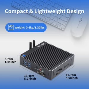 VNOPN Mini PC Intel N3150 Quad Core,Fanless Mini Computer 8G DDR3 128G SSD Windows 10 Pro with License,Dual NIC Ports Micro PC, Desktop PC Support Triple Display, Dual Band WiFi BT4.2