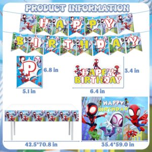 Spidey and His Amazing Friends Birthday Party Decorations, Spidey and His Amazing Friends Party Supplies Include Backdrop, Banner, Foil Balloons, Tablecloth