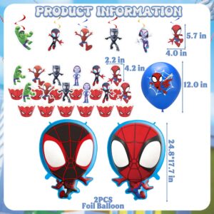 Spidey and His Amazing Friends Birthday Party Decorations, Spidey and His Amazing Friends Party Supplies Include Backdrop, Banner, Foil Balloons, Tablecloth