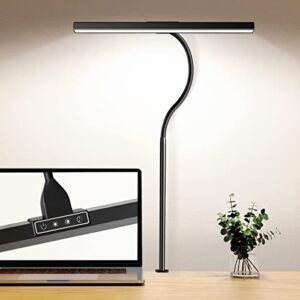 bravzurg led desk lamp for home office - 12w desk light bar with charger, 25 lighting modes, eye-caring modern flexible gooseneck clip table lamps for monitor study office workbench