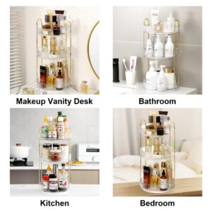 Weidace 360 Rotating Makeup Organizer for Vanity, Bathroom Countertop Organizer Spinning Perfume Organizer, High-Capacity Cosmetic and Skincare Dresser Make Up Holder Rack (3 Tiers, White)