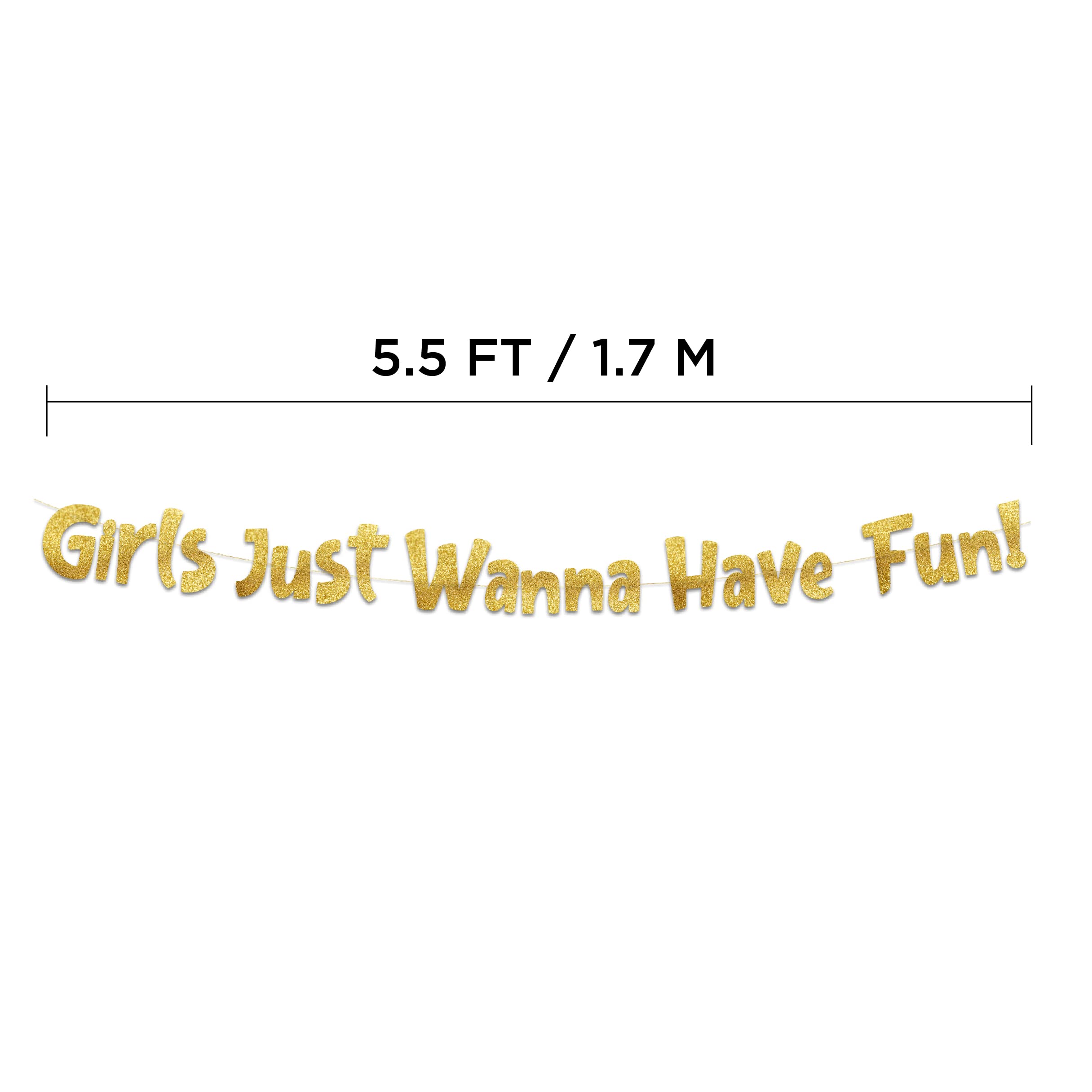 Girls Just Wanna Have Fun Neon Gold Glitter Banner – Bachelorette Party – Girls Birthday – Slumber Party – Pajama Party – Girls Night Out Decorations, Supplies, Favors and Gifts