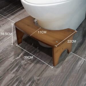 Squatting Toilet Stool for Adults, 6.5" Toilet Stool Squat Adult for Bathroom,Bamboo Potty Stool with Non-Slip Mat Toilet Step Stool - Halloween Decorations Healthy Gifts for Adults Kids Seniors.Brown