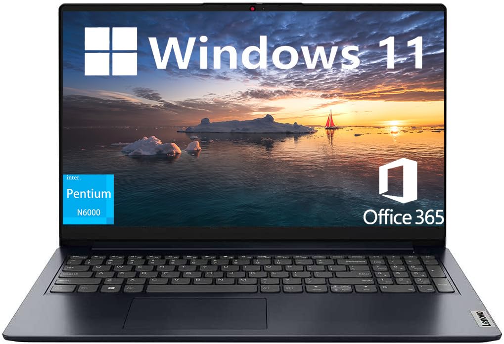 Lenovo IdeaPad Laptop, 15.6" FHD Display, Intel Pentium Silver N6000 Processor, Windows 11 Home, 20GB RAM, 512GB SSD, 1-Year Microsoft 365 Personal, USB Type-C, Long Battery Life, Abyss Blue, PCM