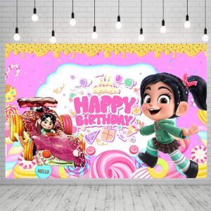 princess vanellope backdrop for birthday party supplies wreck it ralph banner for party decorations vanellope von schweetz baby shower photo background 59x38in