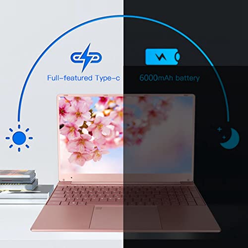 VINGVO 15.6in Computer Laptop, Business Laptop 16GB 1TB IPS Screen 100-240V 3:2 Aspect Ratio Pink for Travel for Windows 11 (16+1TB US Plug)