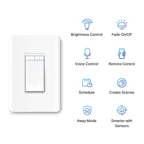 TP-Link Tapo Smart Dimmer Switch, Single Pole, Neutral Wire Required, 2.4GHz Wi-Fi Light Switch Compatible with Alexa and Google Home, UL Certified, No Hub Required, White (Tapo S500D)