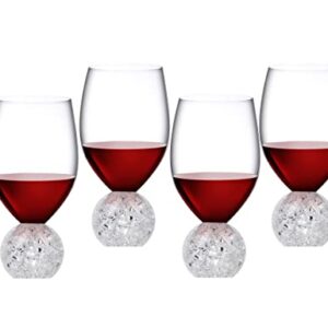 YLNNLC Red Wine Glasses Set of 4-16 oz Lead-Free Crystal Wine Glasses - Crystal Ball Base- Wedding, Wine Tasting, Anniversary, Party, Gift - Clear, Reuseable Glassware