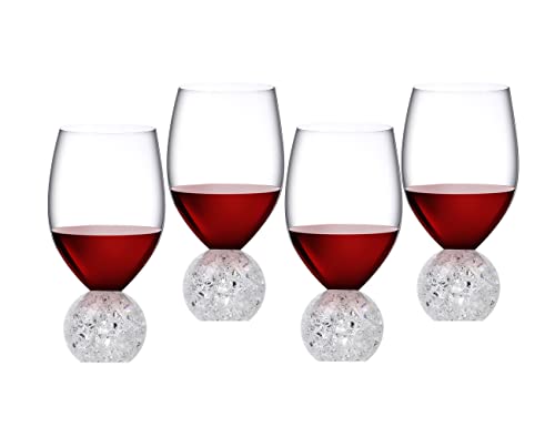 YLNNLC Red Wine Glasses Set of 4-16 oz Lead-Free Crystal Wine Glasses - Crystal Ball Base- Wedding, Wine Tasting, Anniversary, Party, Gift - Clear, Reuseable Glassware