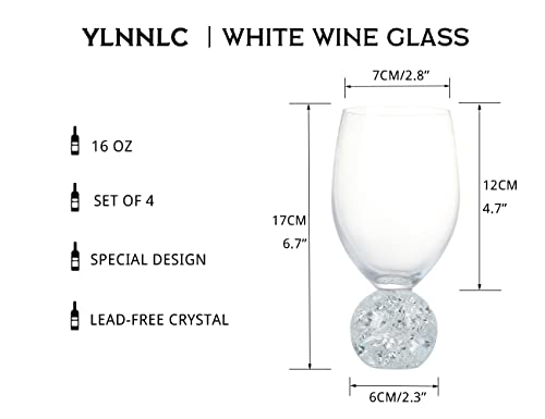 YLNNLC Red Wine Glasses Set of 4-16 oz Lead-Free Crystal Wine Glasses - Crystal Ball Base- Wedding, Wine Tasting, Anniversary, Party, Gift - Clear, Reuseable Glassware