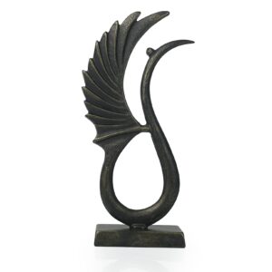 dreamseden home decor abstract crane sculpture, cast iron vintage art bird statue decoration for table, bookshelf, entryway, cabinets, living room, bedroom