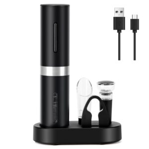 circle joy electric wine opener set with charging base, type-c charging cordless electric wine bottle opener， automatic corkscrew remover kit with rechargeable stand for home party bar restaurant