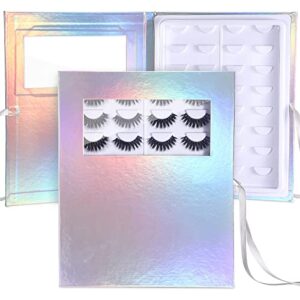 Noverlife 16 Pairs Eyelash Packaging Book, False Eyelash Holder Extension Container Eyelash Display Tray, Empty Eyelash Sample Protect Case Lash Catalog Book for Beauty Salon Business - Holographic