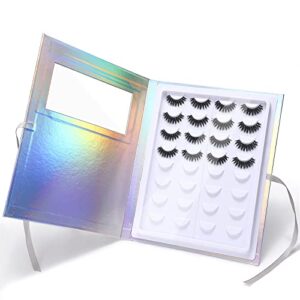 noverlife 16 pairs eyelash packaging book, false eyelash holder extension container eyelash display tray, empty eyelash sample protect case lash catalog book for beauty salon business - holographic