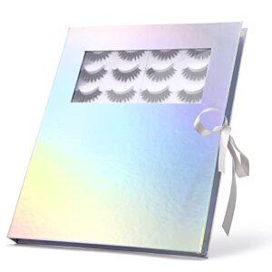 Noverlife 16 Pairs Eyelash Packaging Book, False Eyelash Holder Extension Container Eyelash Display Tray, Empty Eyelash Sample Protect Case Lash Catalog Book for Beauty Salon Business - Holographic