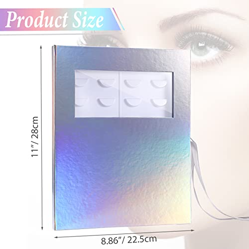 Noverlife 16 Pairs Eyelash Packaging Book, False Eyelash Holder Extension Container Eyelash Display Tray, Empty Eyelash Sample Protect Case Lash Catalog Book for Beauty Salon Business - Holographic