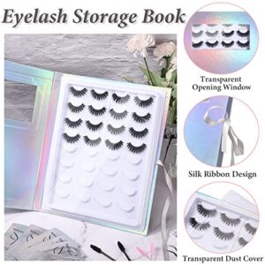 Noverlife 16 Pairs Eyelash Packaging Book, False Eyelash Holder Extension Container Eyelash Display Tray, Empty Eyelash Sample Protect Case Lash Catalog Book for Beauty Salon Business - Holographic