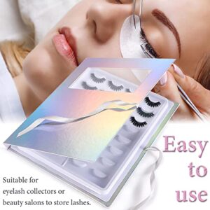 Noverlife 16 Pairs Eyelash Packaging Book, False Eyelash Holder Extension Container Eyelash Display Tray, Empty Eyelash Sample Protect Case Lash Catalog Book for Beauty Salon Business - Holographic