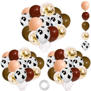 95 pcs cow balloons, 12”brown blush neutral cow print balloon confetti helium latex balloons for birthday, baby shower, cow print party, cowboy cowgirl rodeo party, farm party decorations supplies