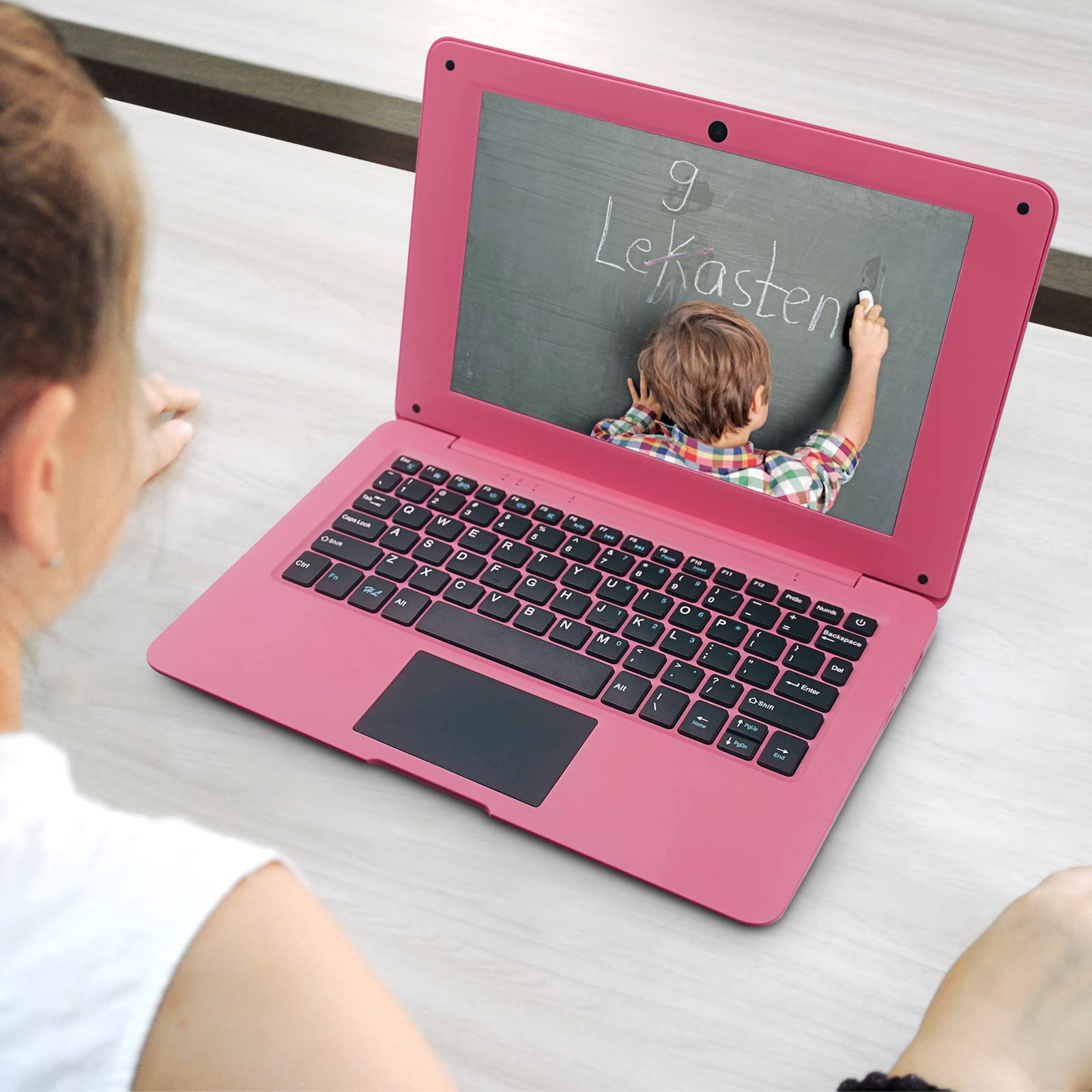 EVRAIN 10.1inch Android Netbook, Portable Laptop with A133P CPU, 2GB RAM 64GB ROM 800x1280 IPS Screen (Pink)